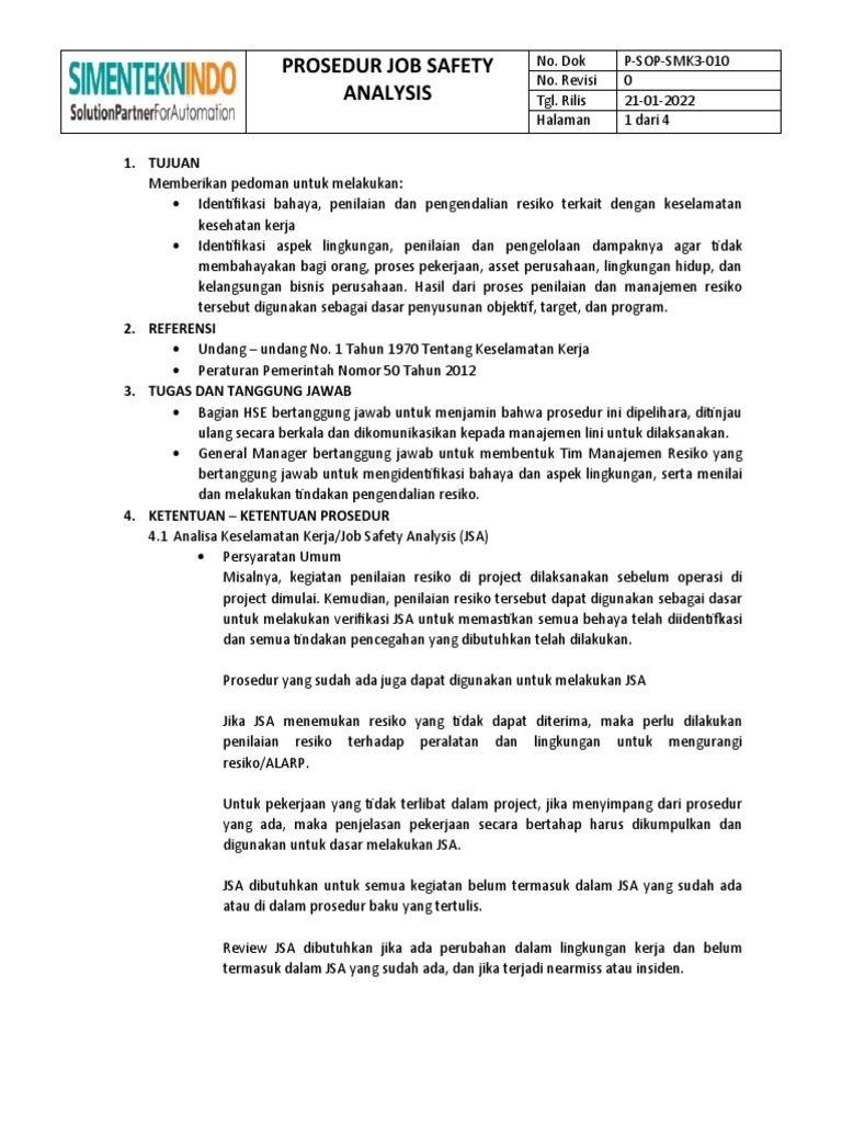 P-Sop-Smk3-010 - Jsa | PDF