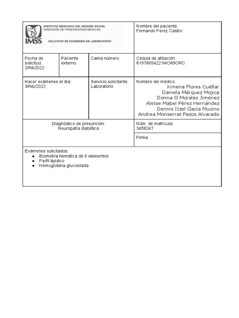 Solicitud de Laboratorios | PDF