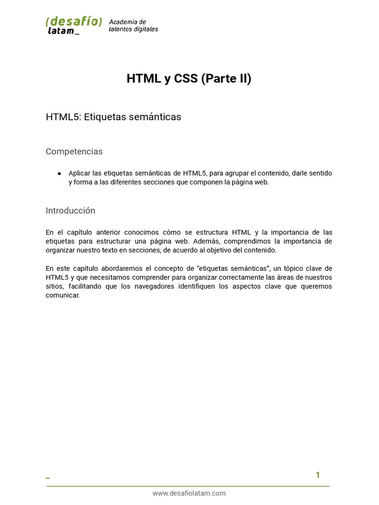 Lectura - HTML y CSS (Parte II) | PDF | HTML | Desarrollo de software Lectura - HTML y CSS (Parte II) | PDF | HTML | Desarrollo de software