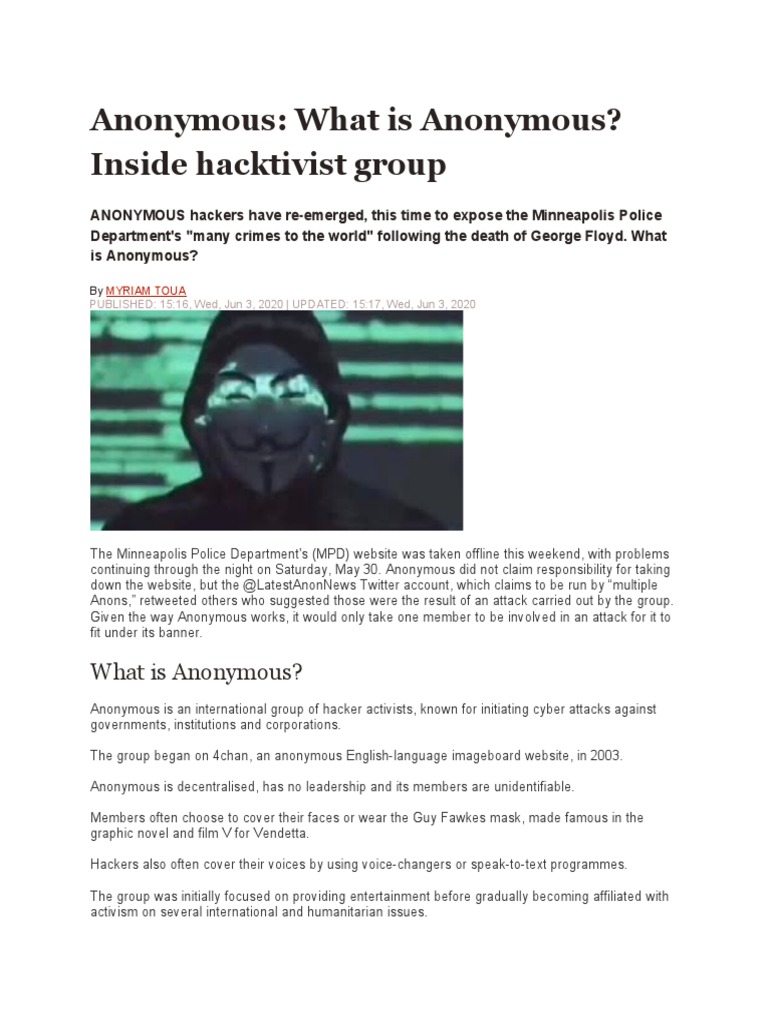 Anonymous: What Is Anonymous? Inside Hacktivist Group | PDF ...