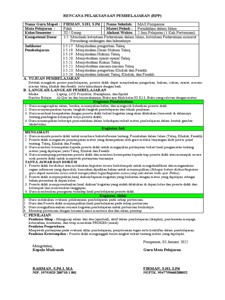Kelas XI Genap - Talak, Khuluk Dan Fasakh | PDF | Karier & Perkembangan ...