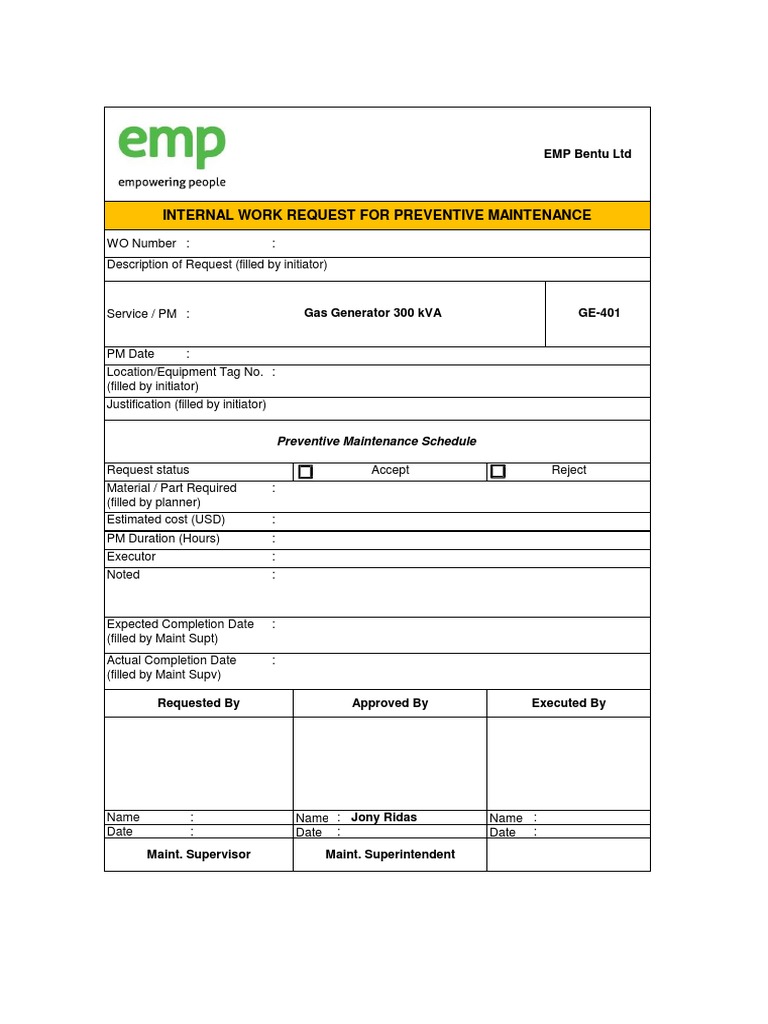Preventive Maintenance Requests | PDF | Mechanical Engineering | Energy Technology