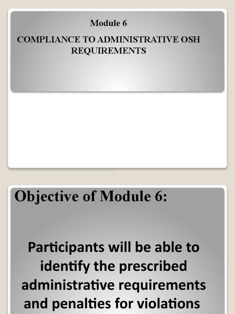 Compliance To Administrative Osh Requirements | PDF | Occupational ...