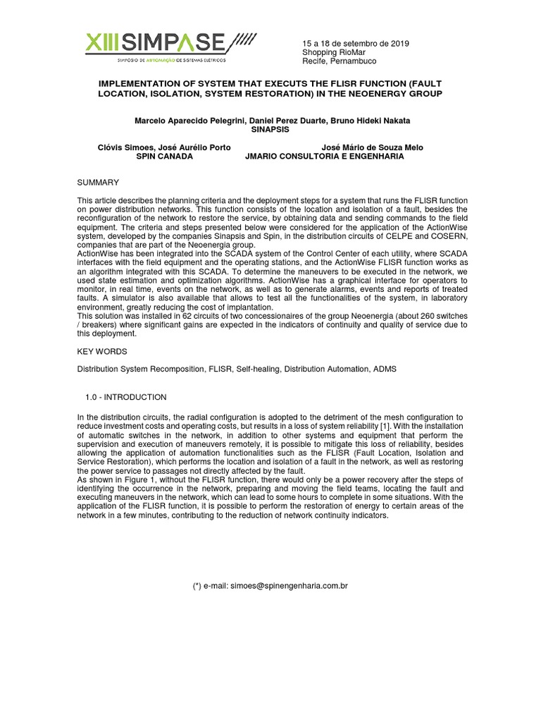 Sinapsis SIMPASE FLISR EN Paper 2 | PDF | Scada | Automation