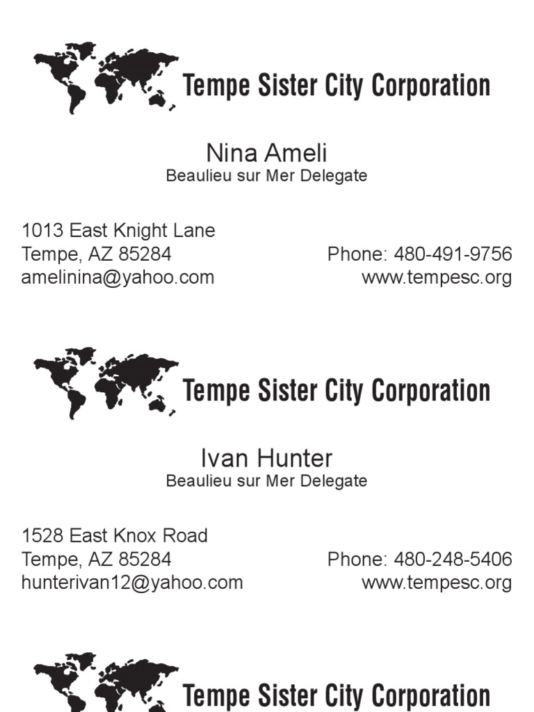 Student Delegate Cards | PDF