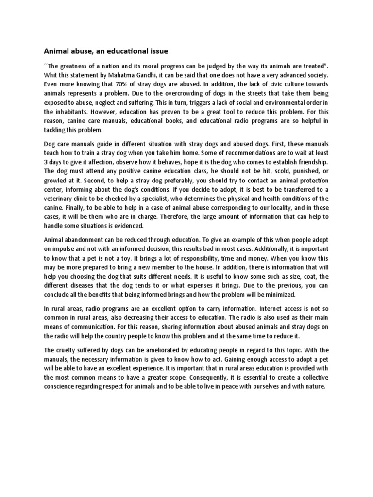 Animal Abuse, An Educational Issue | PDF | Dogs | Cruelty To Animals
