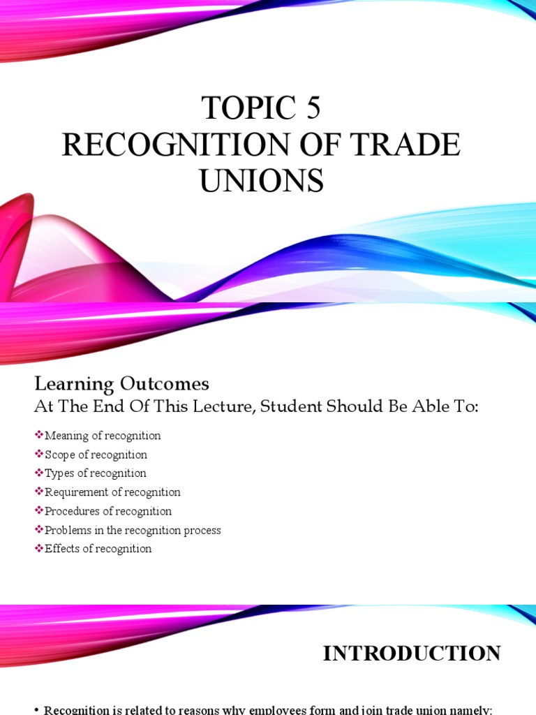 TOPIC 5 Recognition of Trade Unions | PDF | Collective Bargaining ...