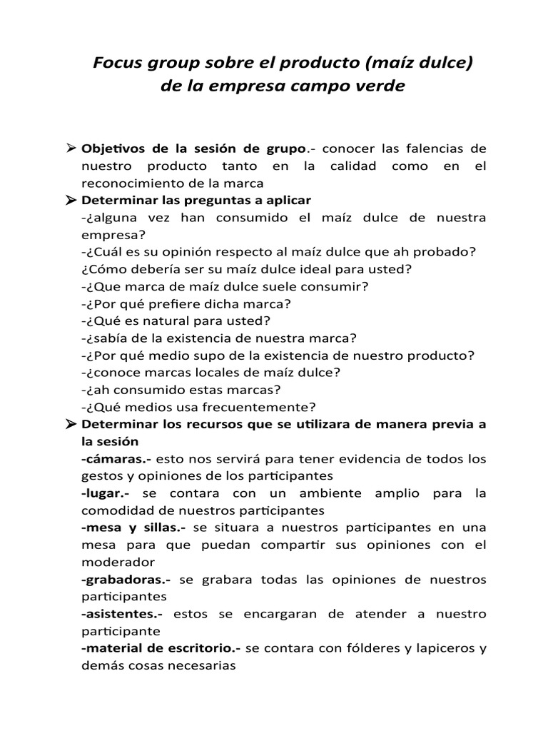 Focus Group | PDF | Grupo de enfoque | Marca