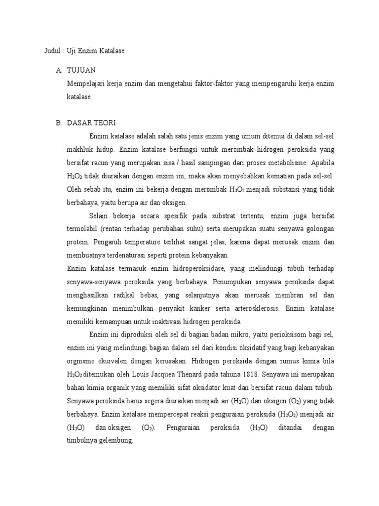 Uji Enzim Katalase | PDF