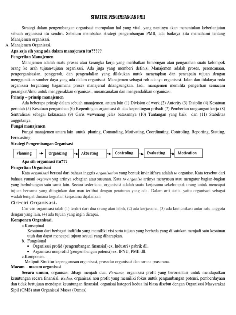 Strategi Organisasi PMII | PDF | Karier & Perkembangan