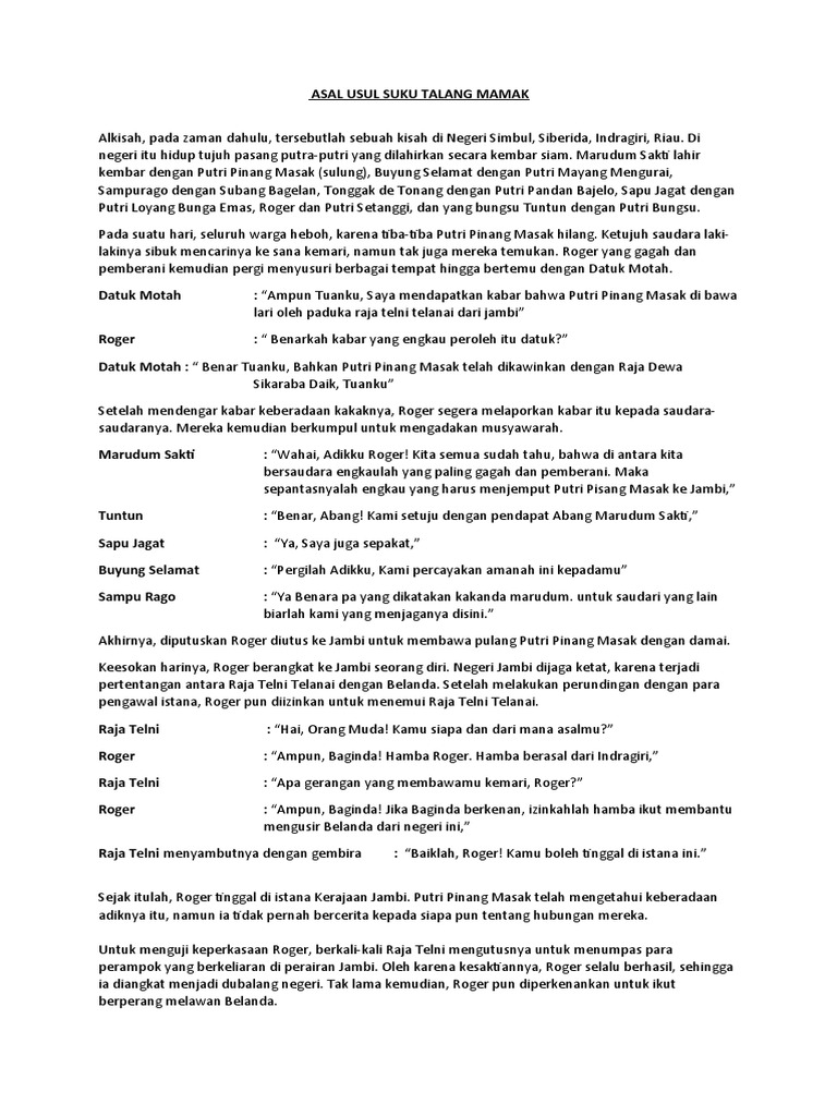 Asal Usul Suku Talang Mamak | PDF