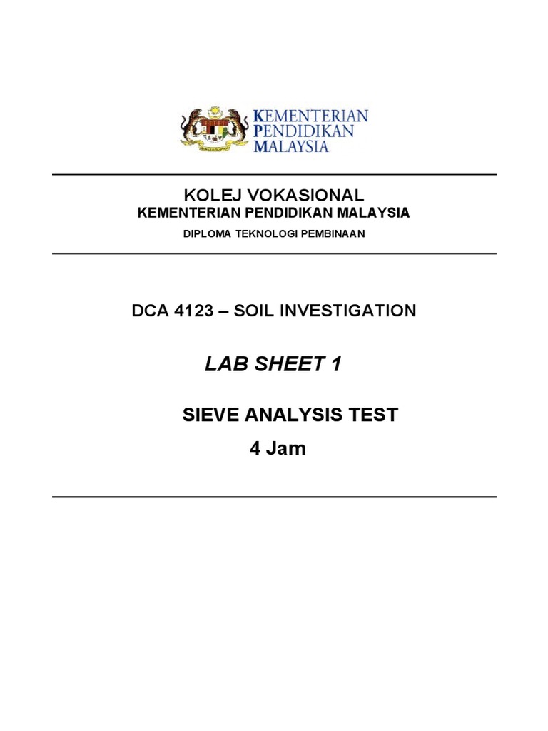 Dca 4123 - Lab Sheet 1 Sieve Analysis | PDF