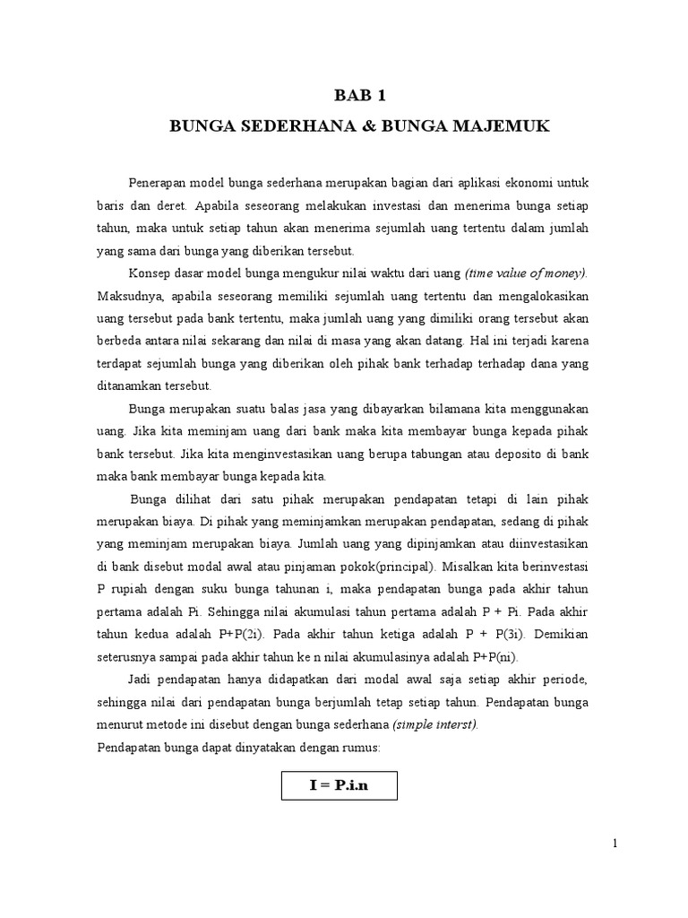 Bab 1 Bunga Sederhana Dan Bunga Majemuk | PDF