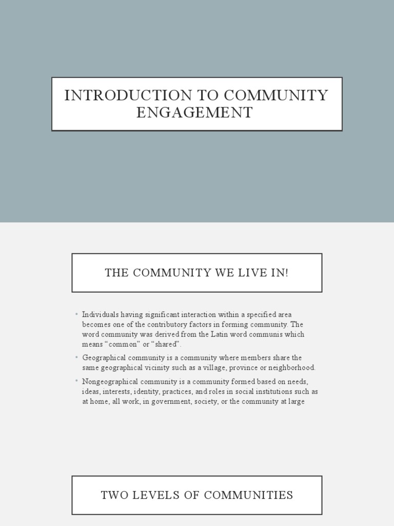 Introduction to Community Engagement | PDF | Community | Communication