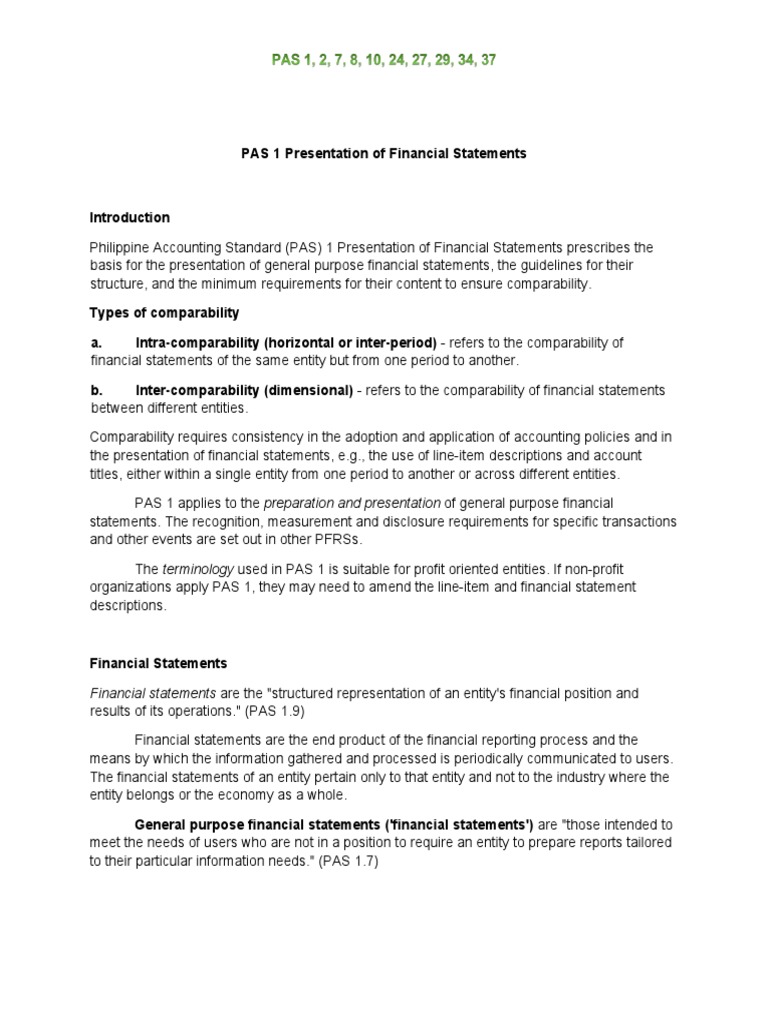 An In-Depth Look at the Requirements of PAS 1 for the Presentation of ...