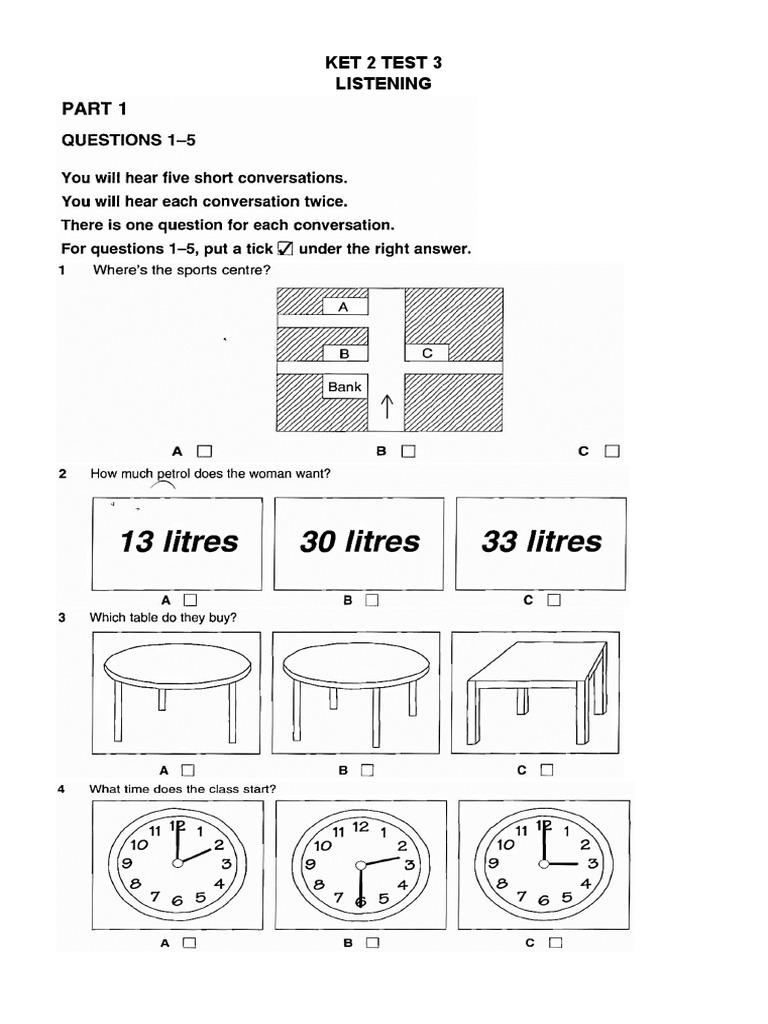 Ket 2 Test 3 Listening | PDF