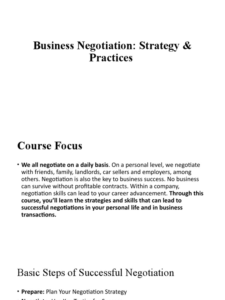 Business Negotiation Strategies & Skills | PDF | Negotiation ...