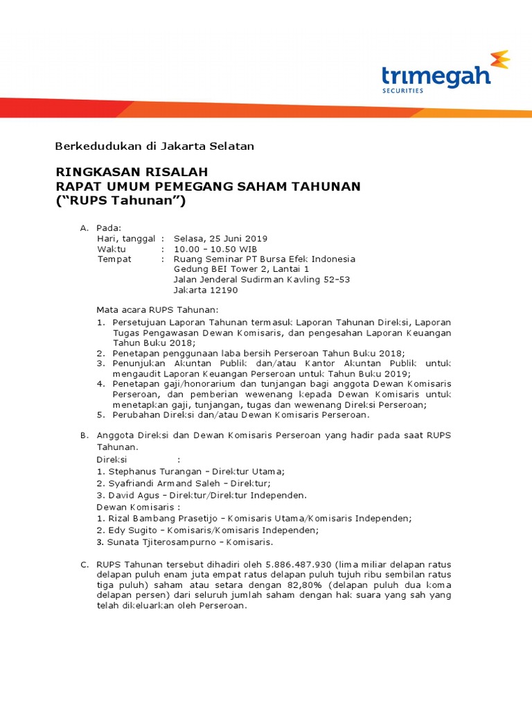 Contoh Risalah Rapat Bawah Tangan | PDF