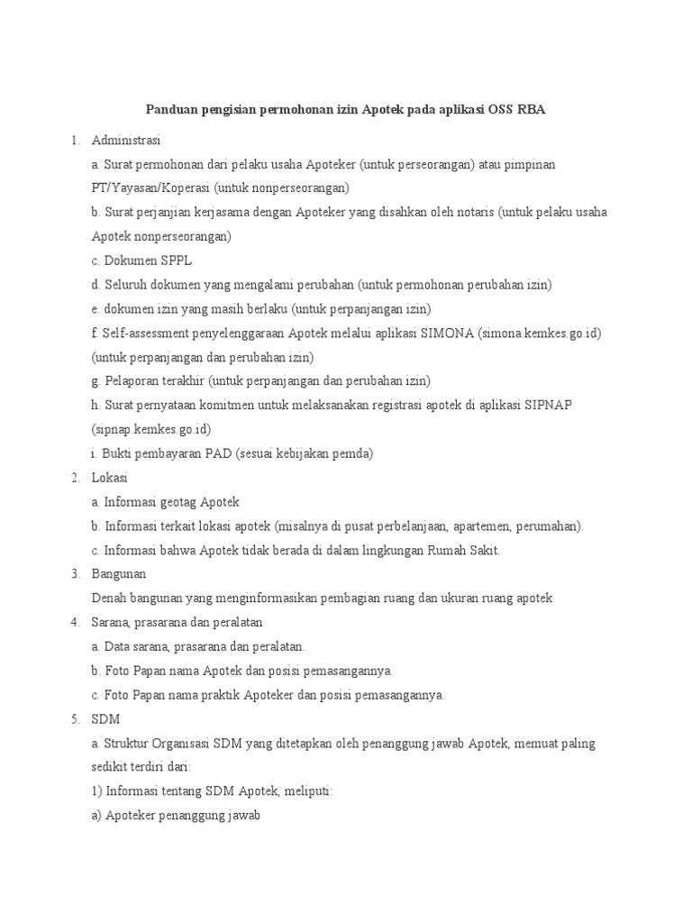 Panduan Lengkap Untuk Permohonan Izin Apotek Di Aplikasi Oss Rba Pdf