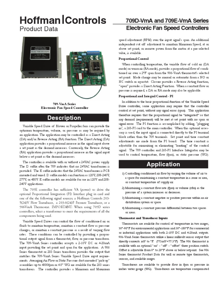 Hoffman 709xVmA - Data Sheet | PDF | Thermostat | Amplifier