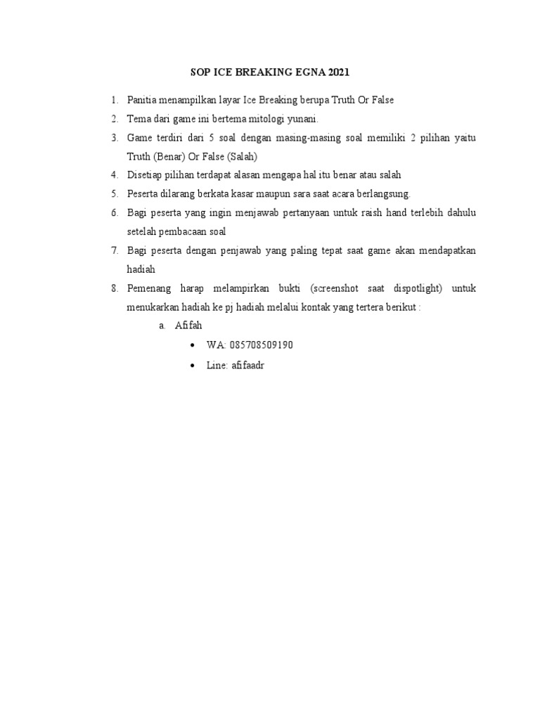 Sop Ice Breaking Egna 2021 | PDF | Olahraga & Rekreasi
