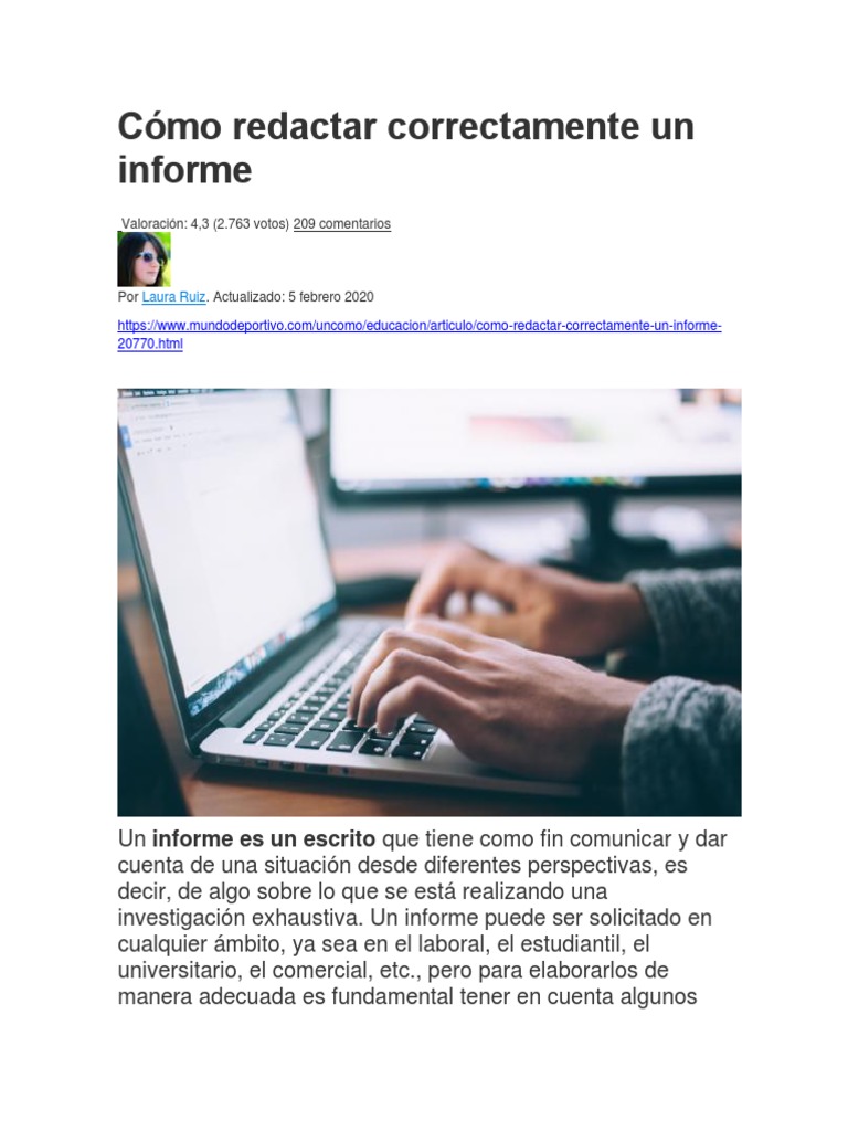 Cómo Redactar Correctamente Un Informe | PDF | Evaluación | Información