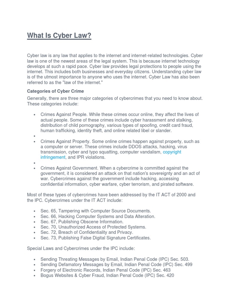 What Is Cyber Law | PDF | Cybercrime | Security