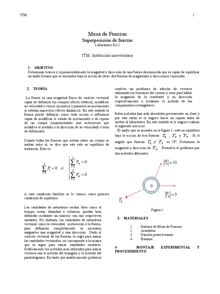 Lab 2 Mesa de Fuerza | PDF | Fuerza | Vector Euclidiano