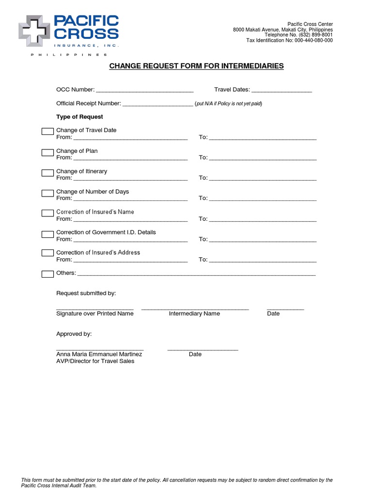NEW Change Request Form For Intermediaries | PDF | Public Finance ...