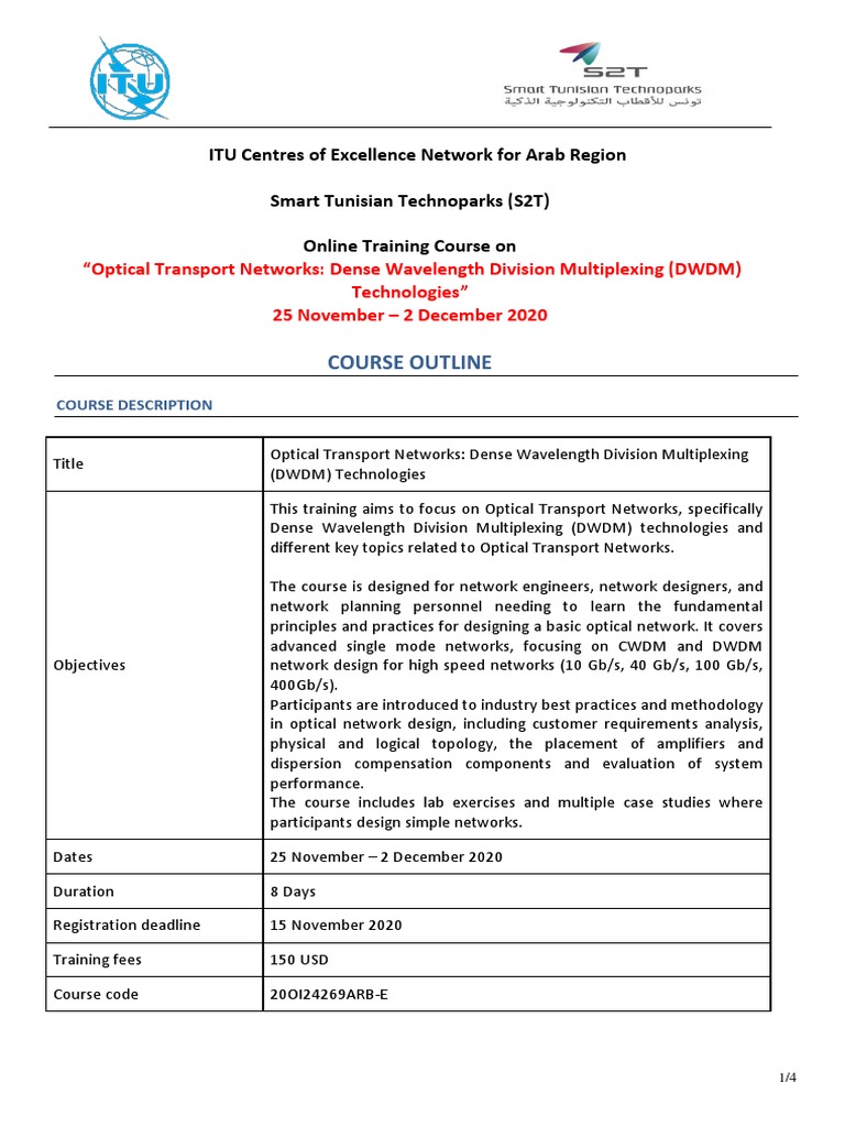 Training Outline DWDM 24269 | PDF | Wavelength Division Multiplexing ...