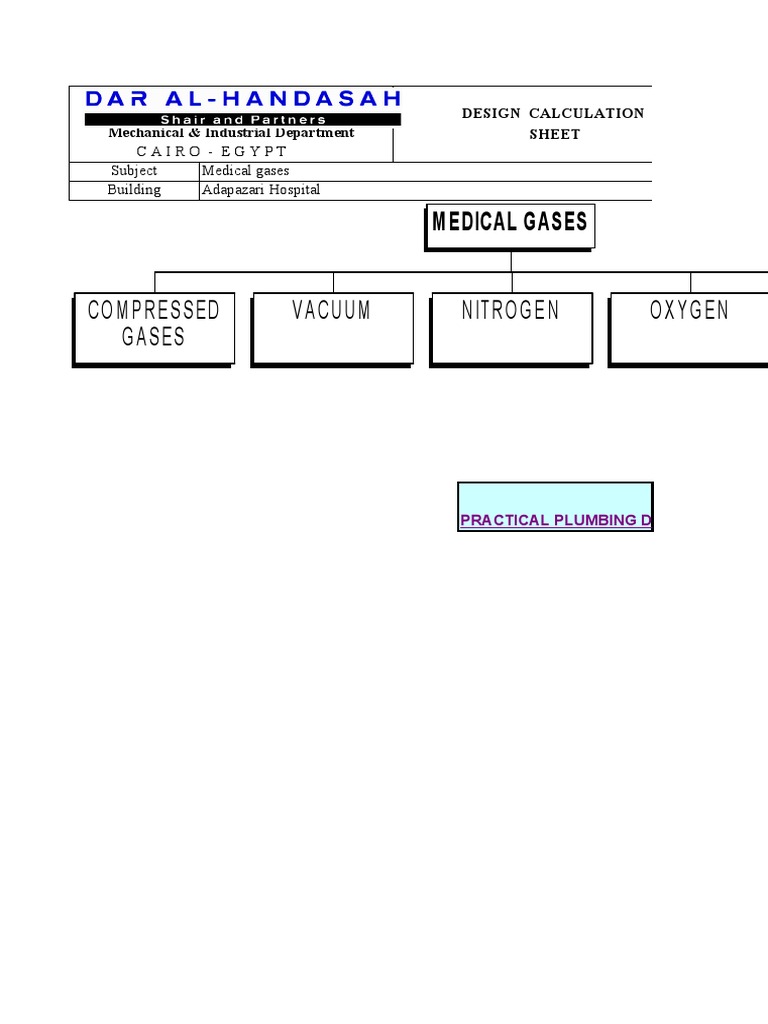 Medical Gas System Design Calculations | PDF | Gases | Clinical Medicine