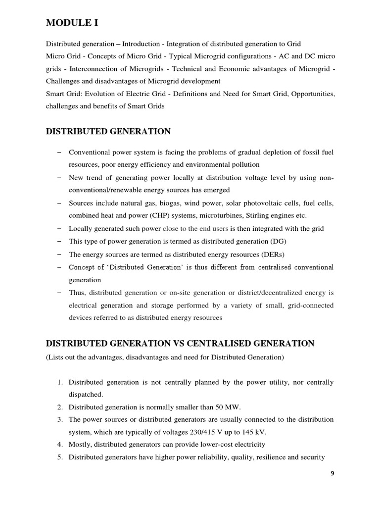 DGSG Notes 1 and 2 | PDF | Distributed Generation | Smart Grid