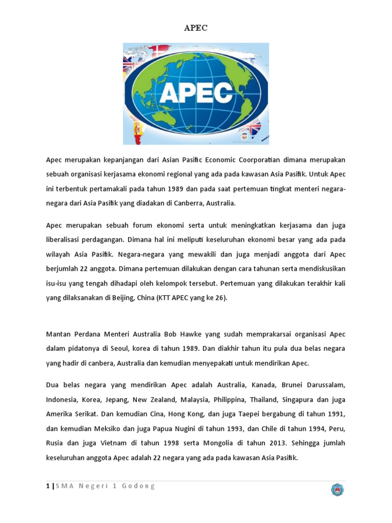 Pengertian Dan Tujuan APEC | PDF