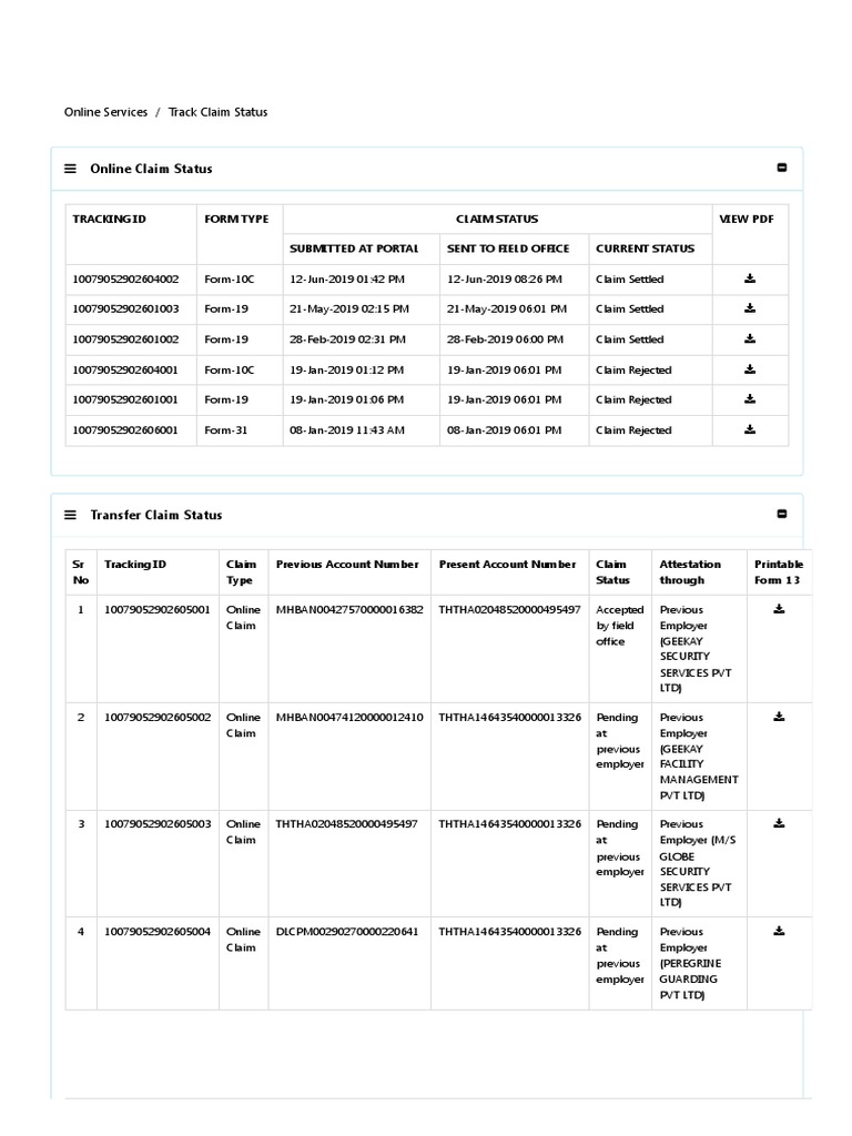 Online Services / Track Claim Status | PDF