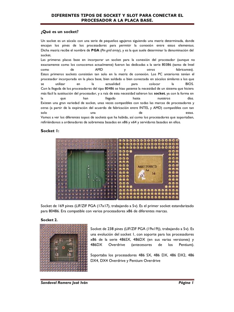 ¿Qué es un socket y su uso? | PDF | Microprocesador | Micro ...