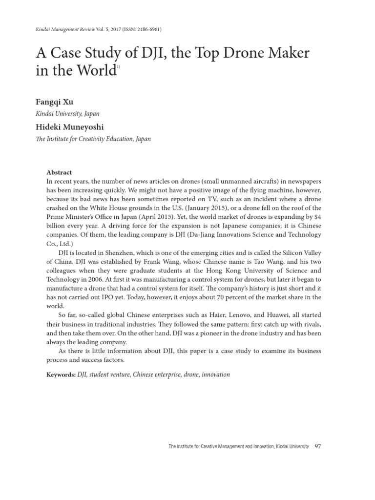 A Case Study of DJI, The Top Drone Maker in The World: Fangqi Xu Hideki Muneyoshi | PDF ...