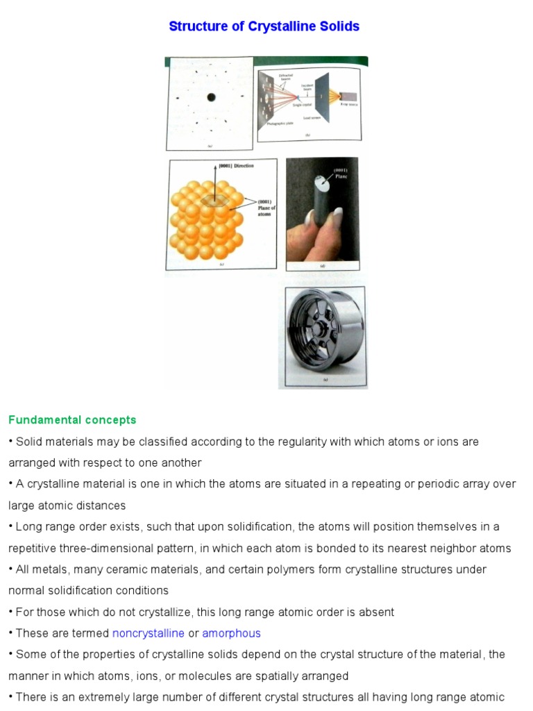 Structure of Crystalline Solids | PDF | Crystal Structure | Crystal