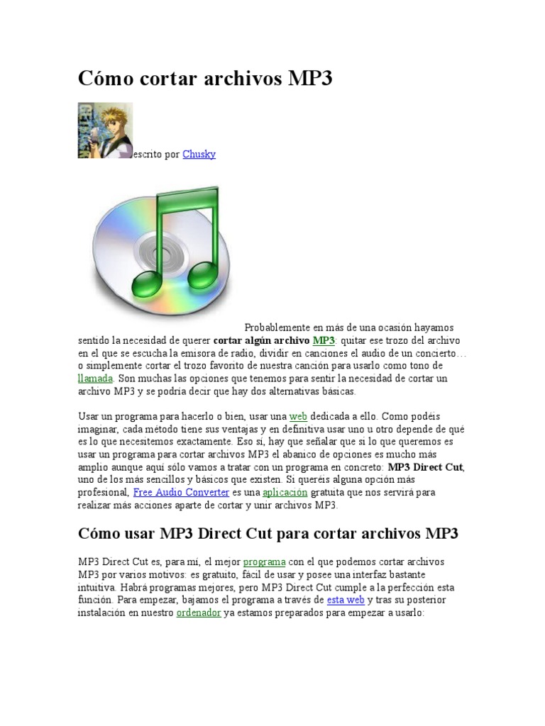 Manual Cómo Cortar Archivos MP3 (MP3 Direct Cut) | PDF | Mp3 | Archivo ...