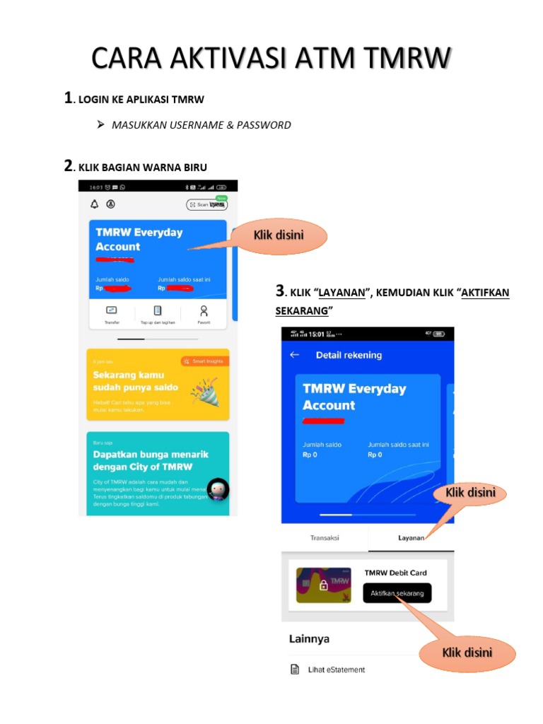 Aktivasi Kartu ATM TMRW Mobile Banking | PDF