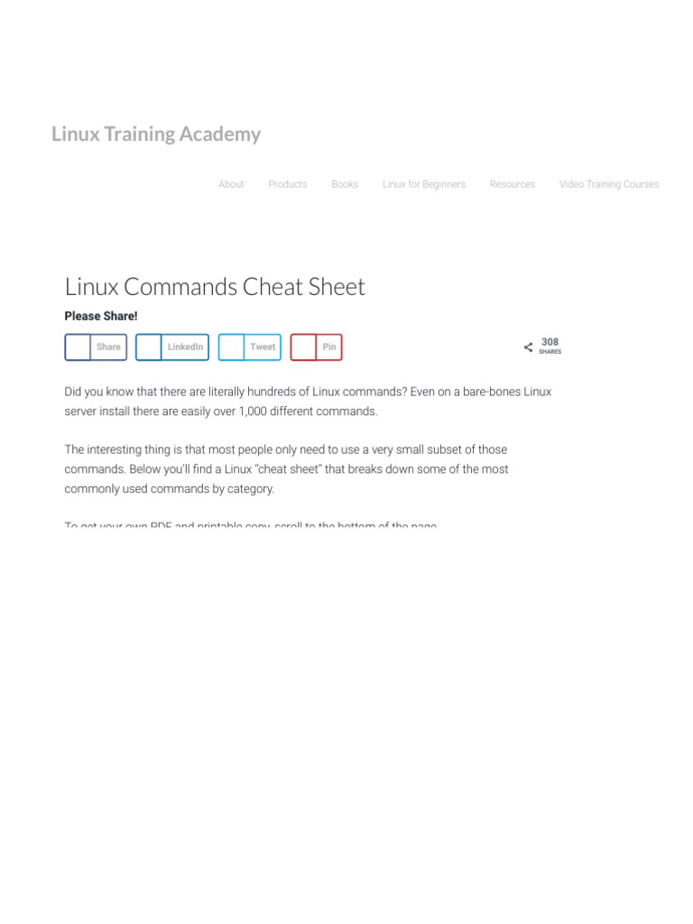 Linux Commands Cheat Sheet - Linux Training Academy | Pdf | Linux 