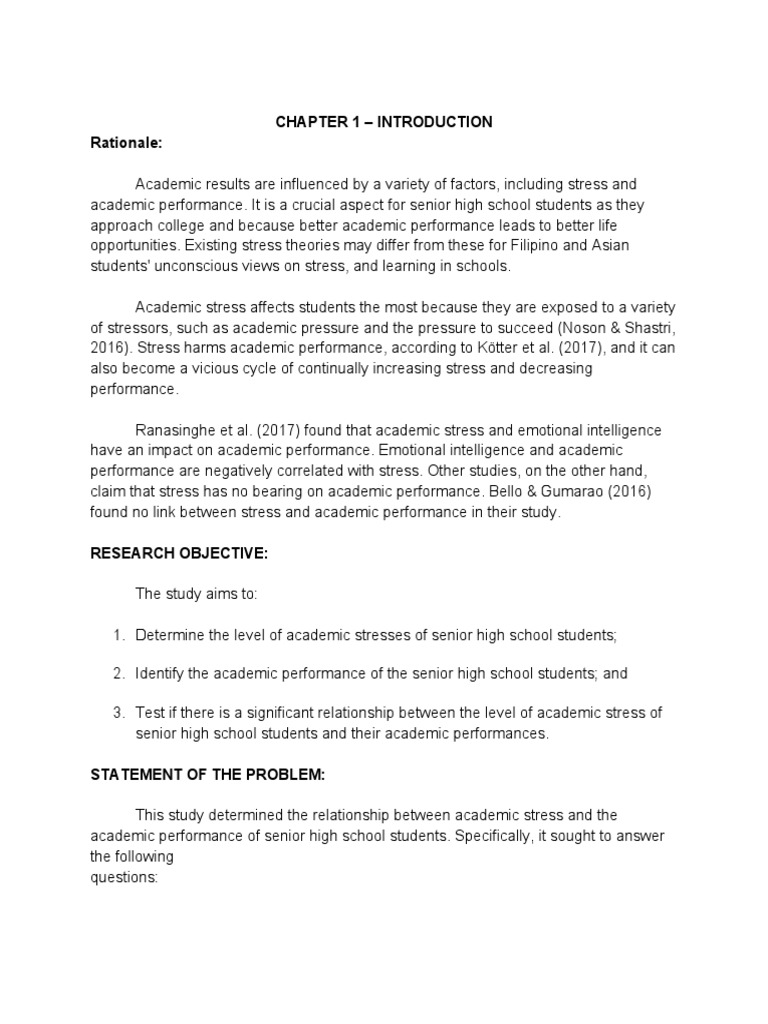 Chapter 1 - Introduction Rationale | PDF | Stress (Biology) | Mental Health