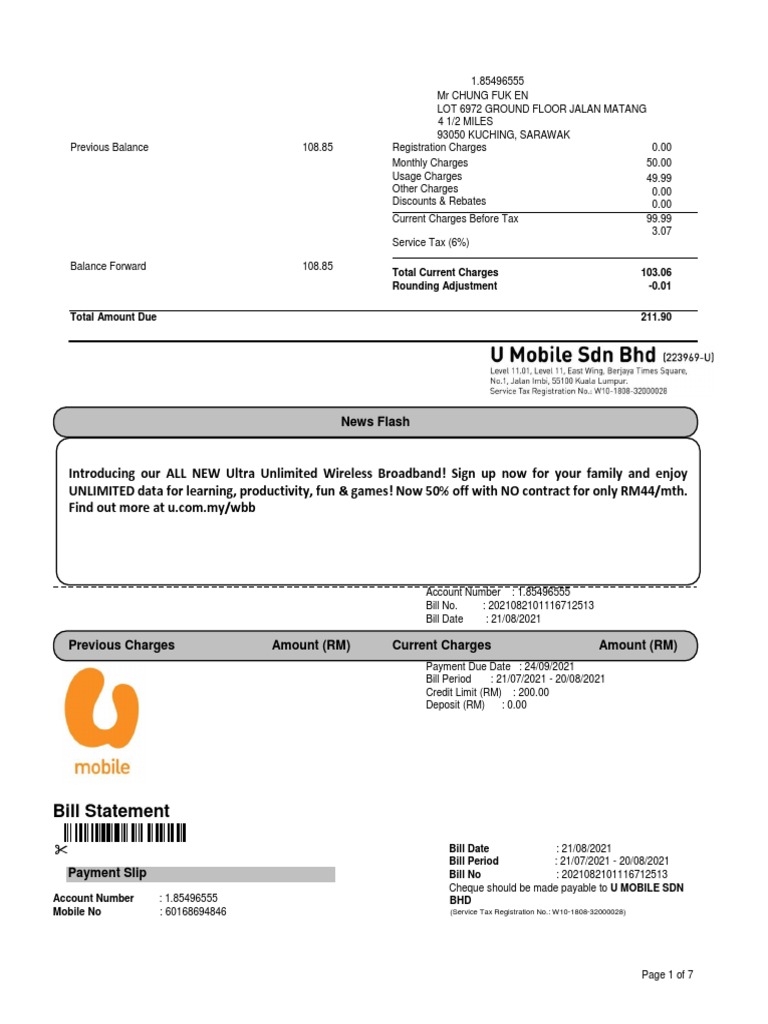 Bill Statement: News Flash | PDF | Payments | Cheque