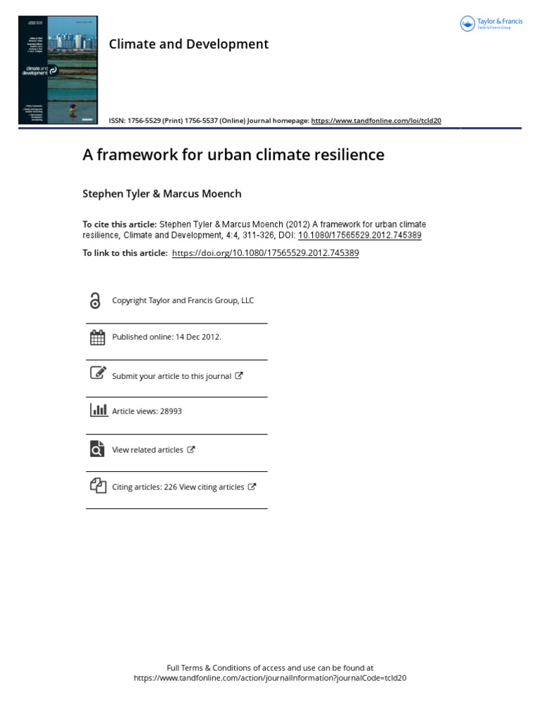 A Framework For Urban Climate Resilience | PDF | Climate Resilience ...
