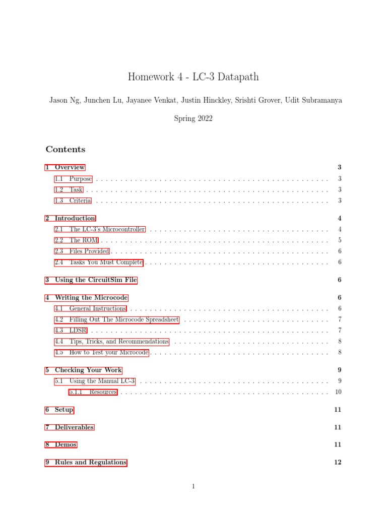Homework 4 - LC-3 Datapath | PDF | Read Only Memory | Input/Output