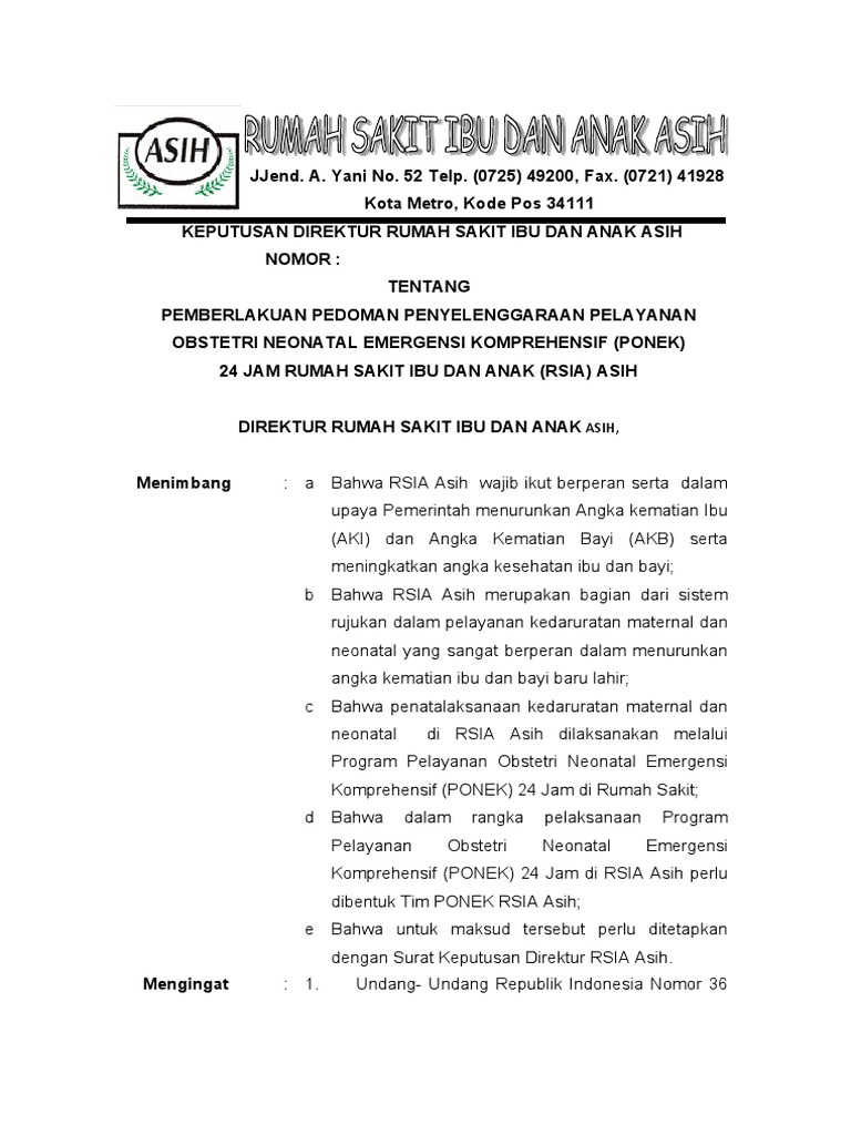 Pedoman Pelayanan Ponek | PDF | Kesehatan Holistik