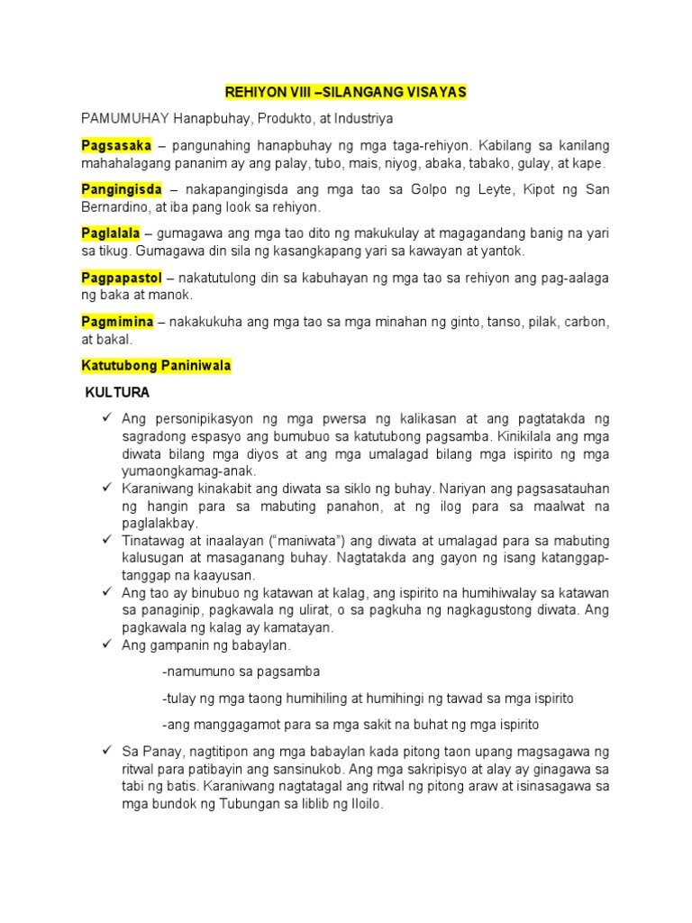 Rehiyon Viii | PDF
