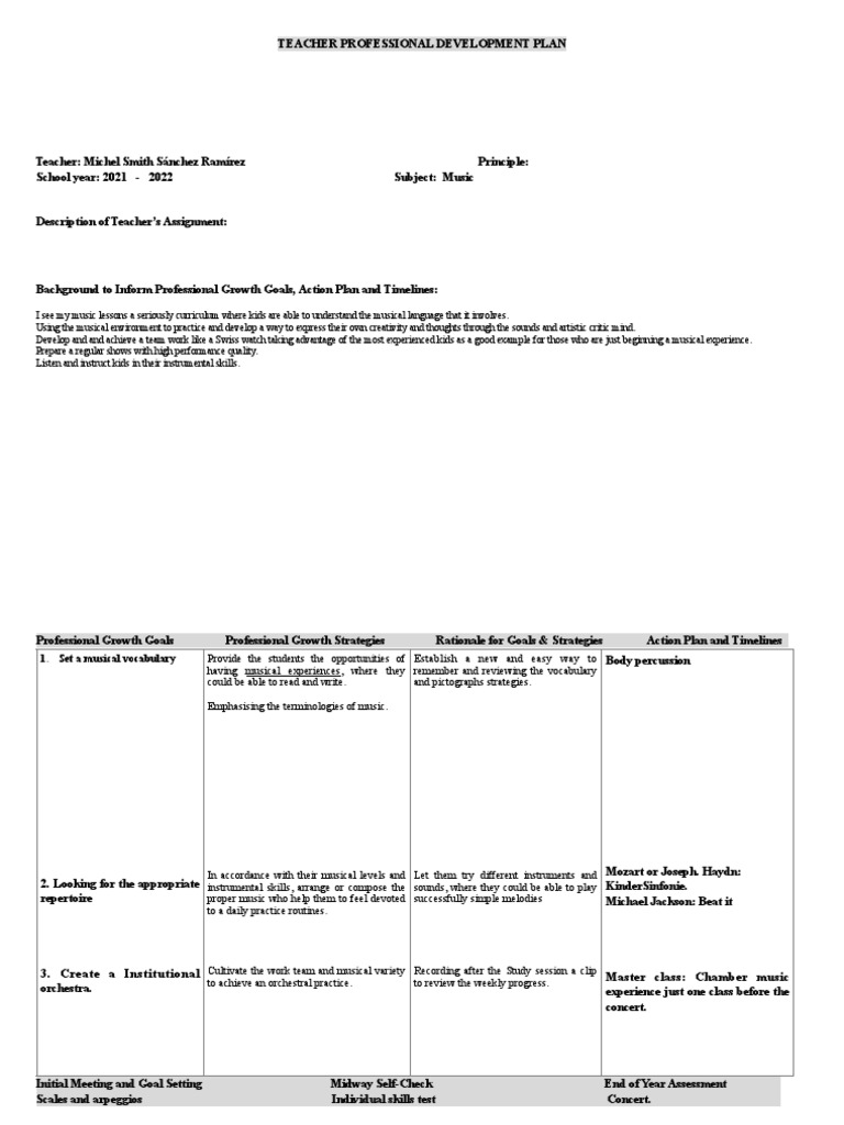 Teacher Professional Development Plan | Download Free PDF | Teachers ...