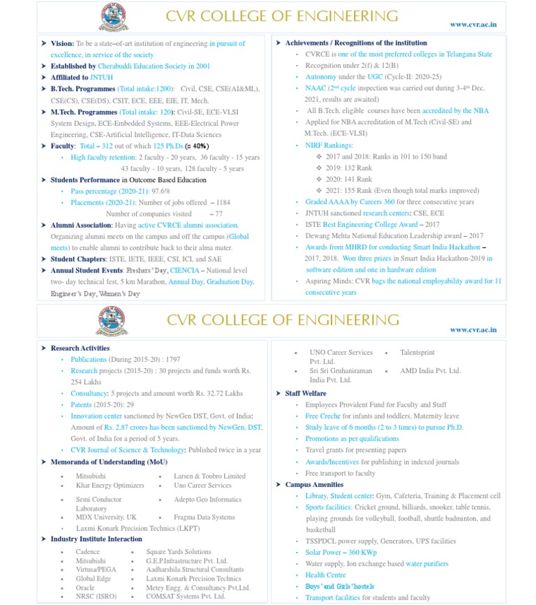 CVR College of Engineering Top Engineering College | PDF | Engineering