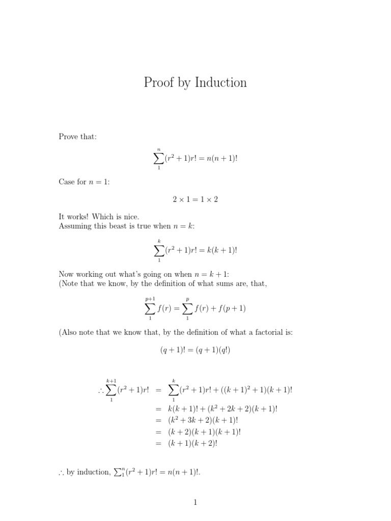 Proof by Induction - Factorials | PDF | Mathematical Proof | Deductive ...