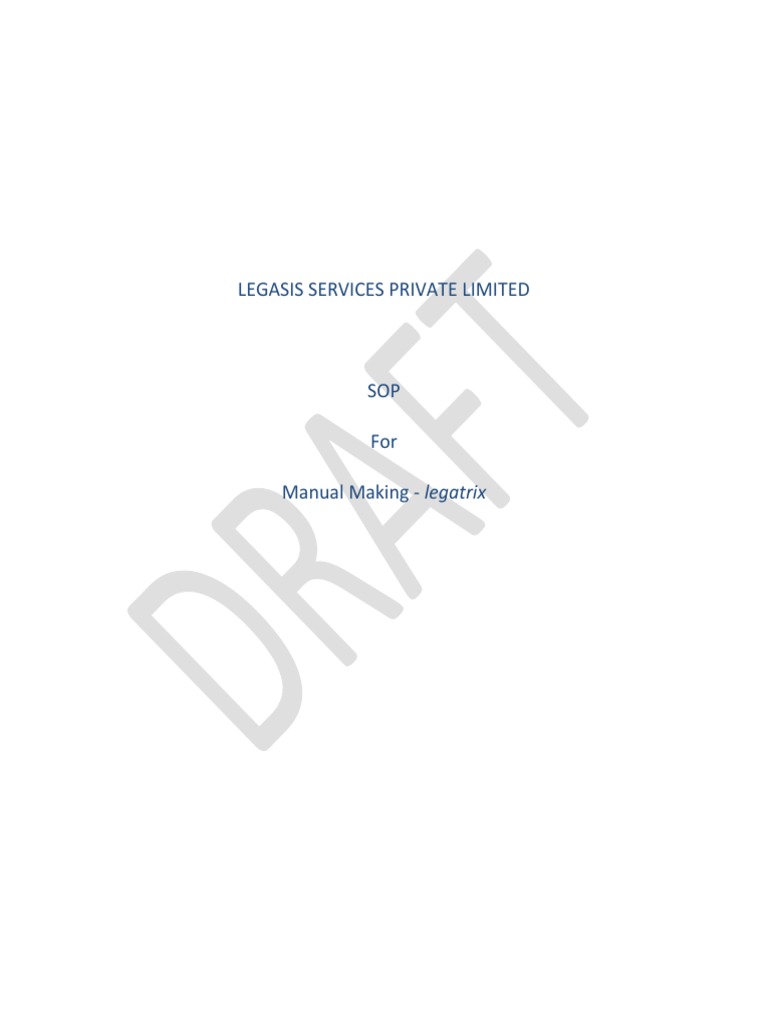 SOP - Manual Making - Legatrix | PDF | Regulatory Compliance | License